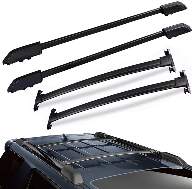 ROOF RACK CROSS Bar + Roof Side Rail fit 2010-2024 Toyota 4Runner Black ...
