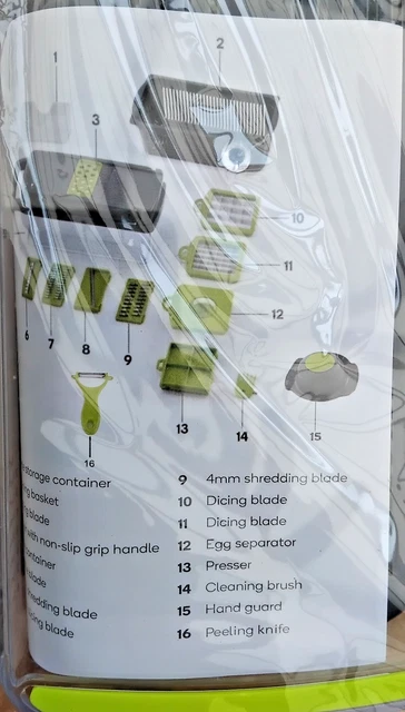 16PCS VEGGIE SLICER Chopper Dicer Grater Set Mandoline Multi Tool ...
