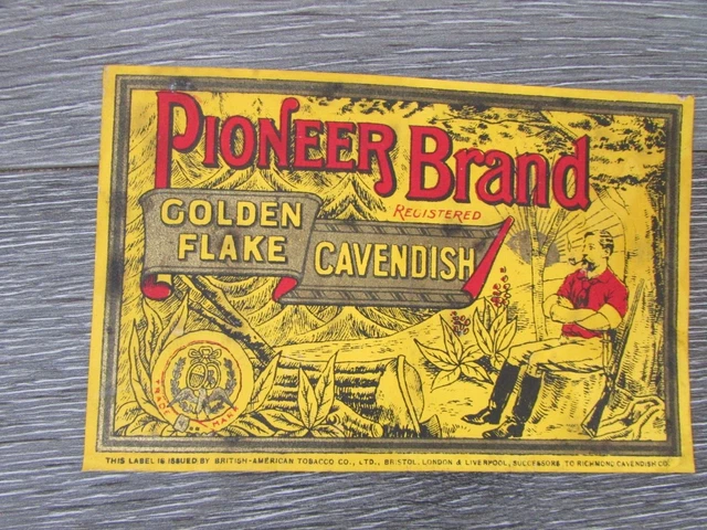 PIONEER BRAND CAVENDISH Golden Flake Original circa 1900 Tobacco Tin ...