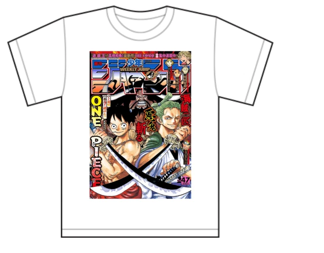 JUMP ORIGINAL ONE PIECE Luffy, Zoro Magazine Cover T-shirt blanc du ...