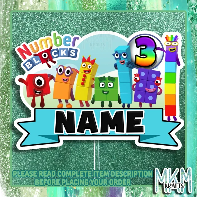 NUMBER BLOCKS PERSONALISED STAND UP Card Cake Topper HAPPY BIRTHDAY ANY ...