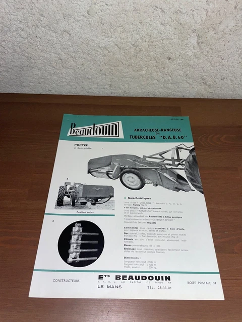 BROCHURE PROSPEKT PROSPECTUS ARRACHEUSE-RANGEUSE TUBERCULE BEAUDOIN tracteur-ih EUR 5,99 ...