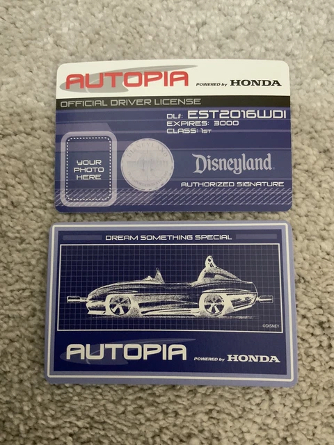 DISNEYLAND - AUTOPIA Official Driving License 2022 Issue - Set Of 2 ...
