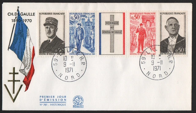 FDC ENVELOPPE 1ER Jour, CHARLES DE GAULLE 1971 LILLE YT 1698A -TBE Voir Scan EUR 3,20 - PicClick FR