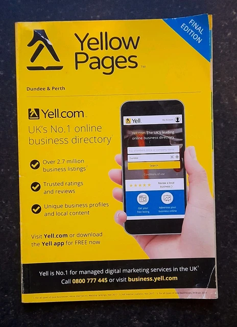 YELLOW PAGES FINAL EDITION Dundee & Perth Scotland, Collectable ...