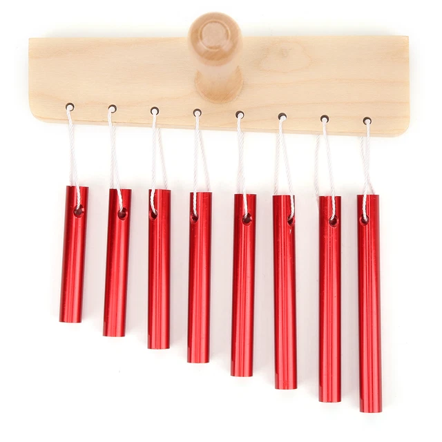 (RED)SINGLE-ROW MUSICAL PERCUSSION Instrument 8 Bars Table Top Chimes ...