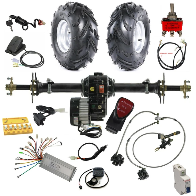 GO KART REAR Axle Kit Wheels 48V 1000W Electric Motor for Trike Quad ...