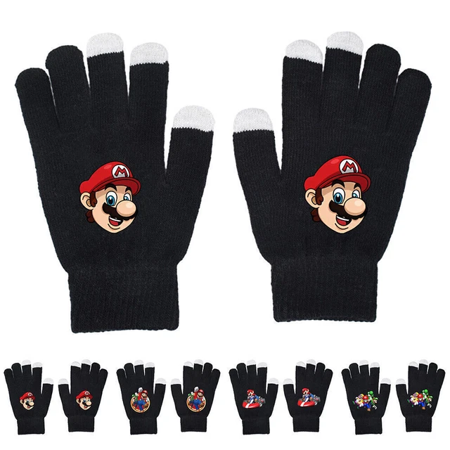 WOMEN MEN SUPER Mario Bros Full Finger Gloves Warm Winter Knit Glove ...