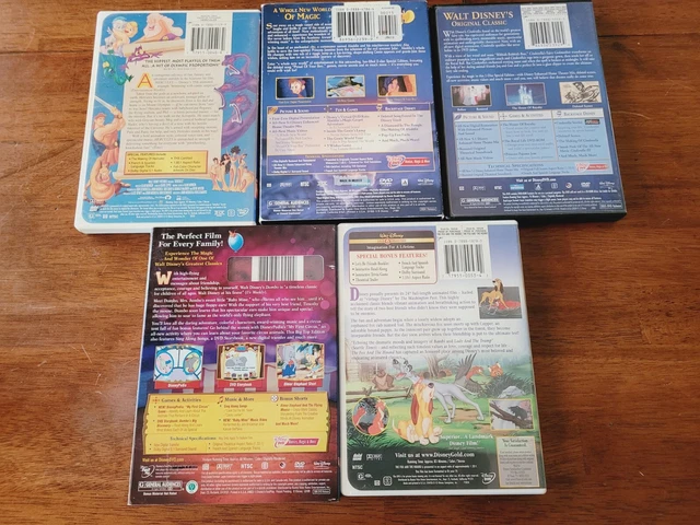 DISNEY CLASSIC MOVIE Lot of 5 Aladdin Hercules Dumbo Cinderella Fox ...