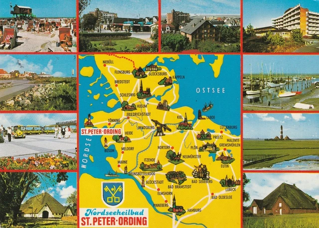 CARTOLINA MAPPA, MAPPA, mappa ambientale **ST. PETER - ORDING** EUR 1,00 - PicClick IT