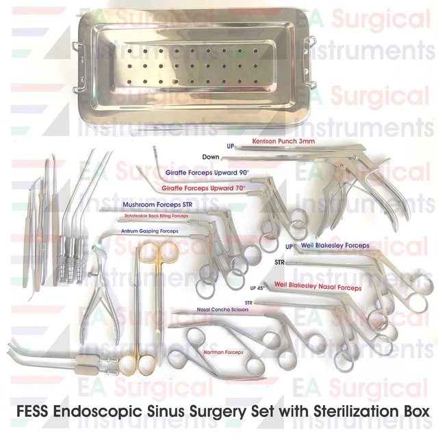 FESS INSTRUMENTS SET Endoscopic Sinus Surgery ENT With Sterilization ...