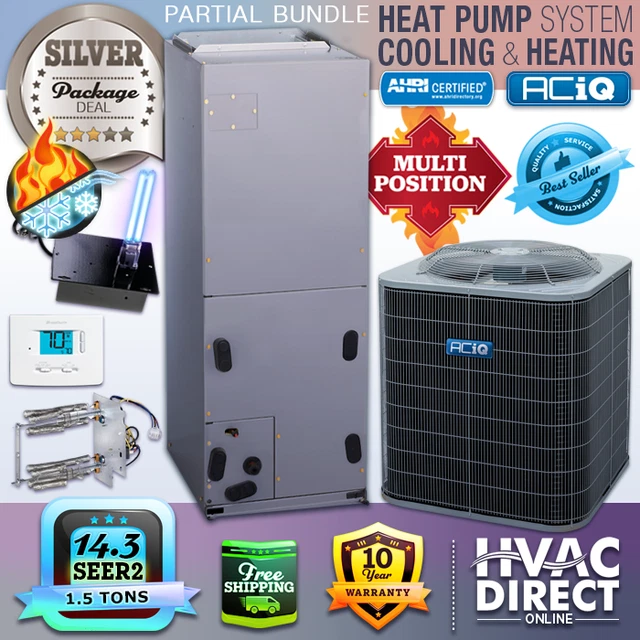 1.5 TON 14.3 SEER2 ACiQ-Heil by Carrier AC Heat Pump System Heat Kit+T ...