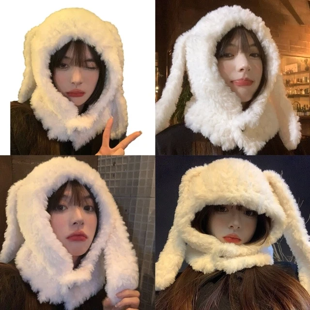FURRY RABBIT HATS Neck Warmer Photo Props DIY Handmade Headwear ...