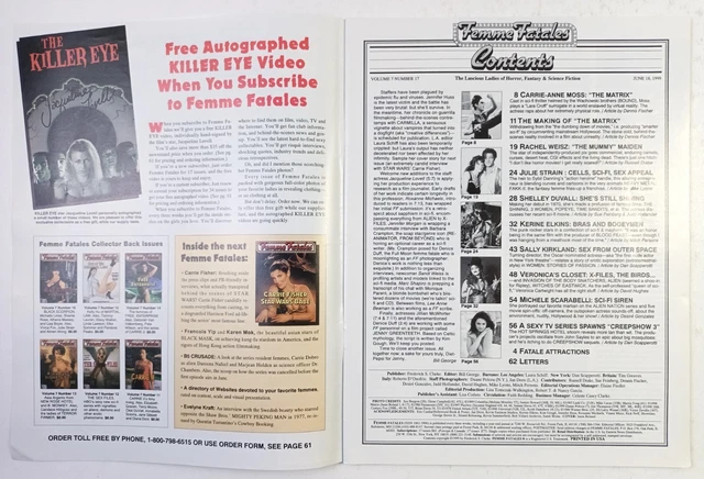 FEMME FATALES JUNE 18 1999. Carrie Anne Moss Julie Strain Sally ...
