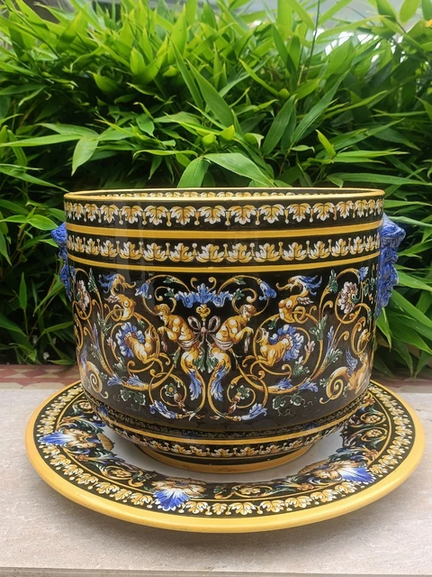 GRAND CACHE POT Complet en Faïence de Gien XIXeme . EUR 359,00 ...