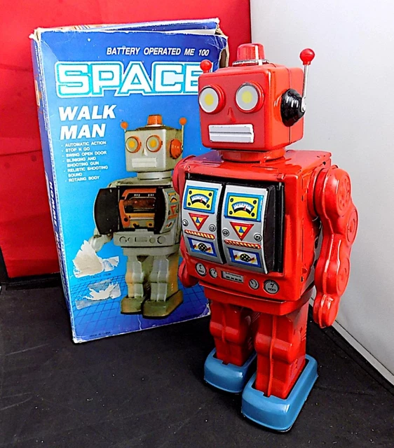 ROBOT VINTAGE SPACE Walk Man alimenté par batterie en fer blanc, ME 100 ...