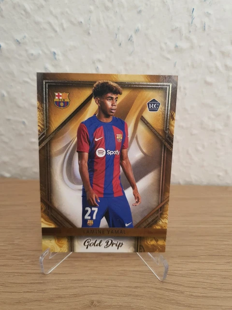 LAMINE YAMAL TOPPS FC Barcelona Team Set 2023-24 GOLD DRIP CARD ROOKIE ...