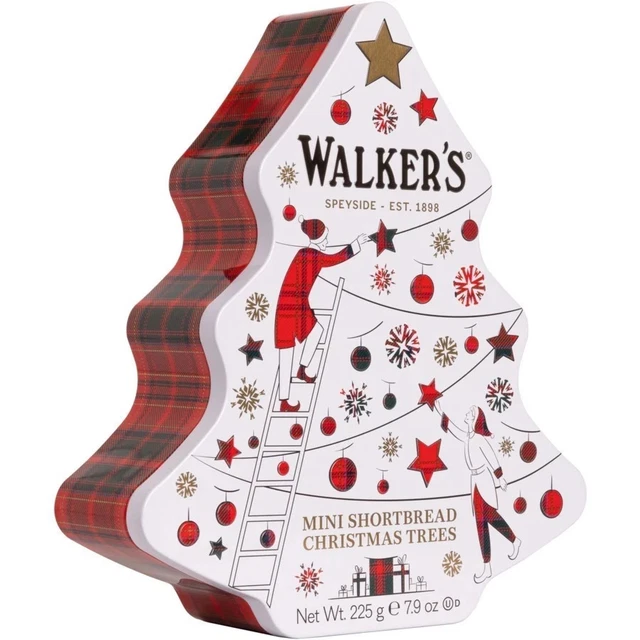 WALKER'S MINI SHORTBREAD - Christmas Trees Tin 225g -Festive Butter ...