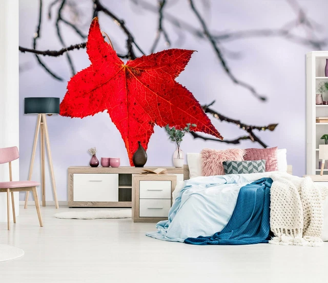 3D RED MAPLE Leaf G73 Wallpaper Mural Self-adhesive Removable Marco ...