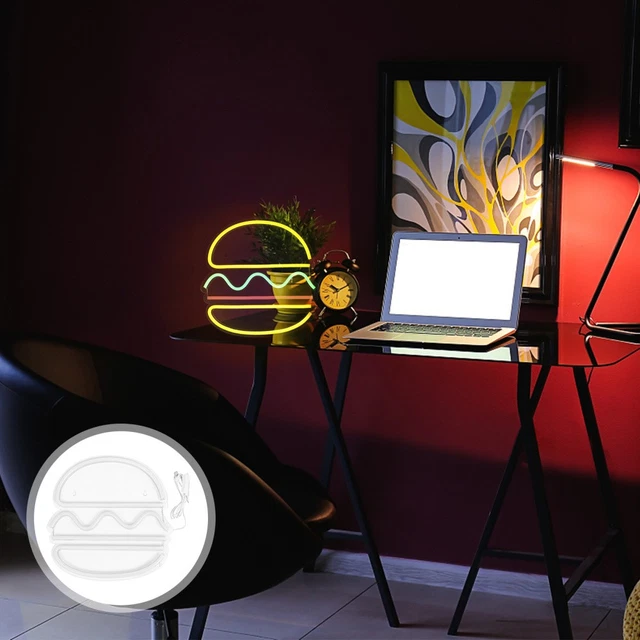 BURGER SHAPE NEON Sign Lamp USB Power Supply LED Light Creative Lamp ...