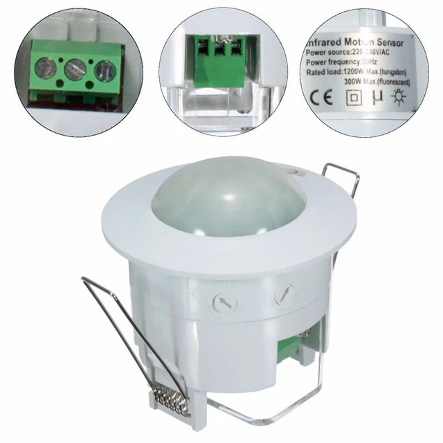 360° CEILING PIR Infrared Body Motion Sensor Detector Lamp Light Switch ...