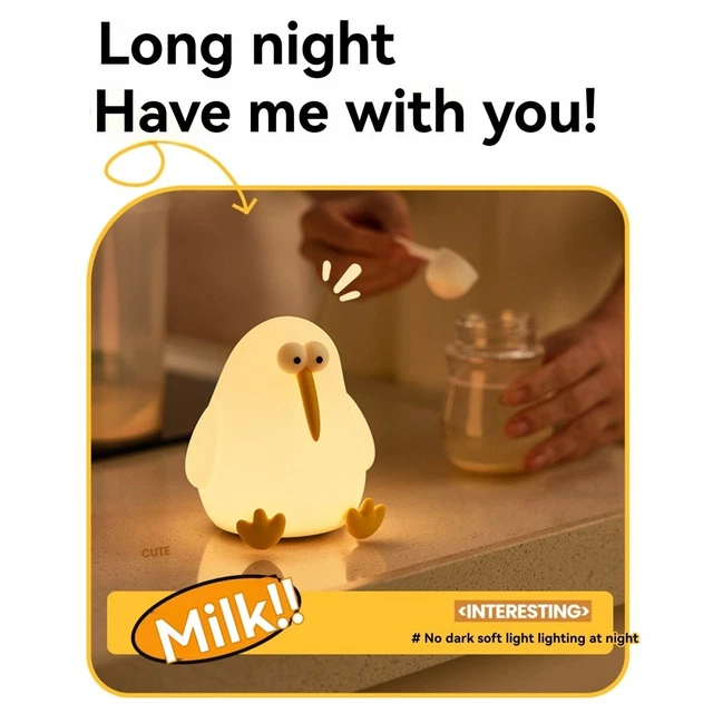 SQUISHY KIWI BIRD Lamp Rechargeable Dimmable Silicone Nursery ...