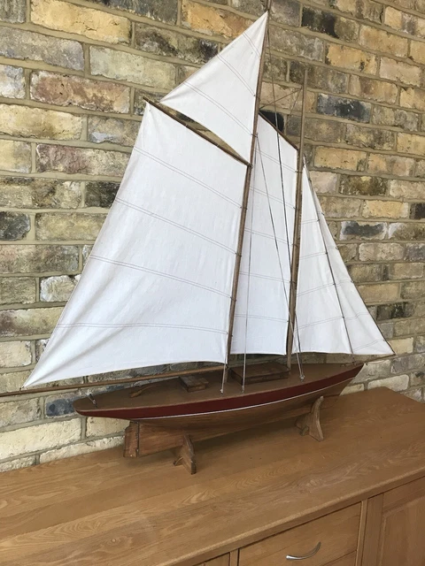 LARGE RIGGED WOODEN model schooner boat ship £105.00 - PicClick UK