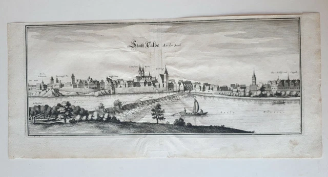 ORIGINAL MERIAN KUPFERSTICH Calbe An Der Saal 1650 engraving EUR 50,00 - PicClick DE