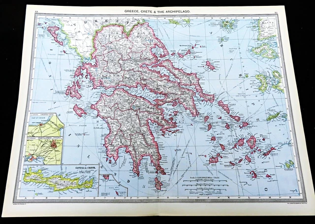 ANTIQUE MAP OF Greece Crete The Greek Archipelago Zante Santorini ...