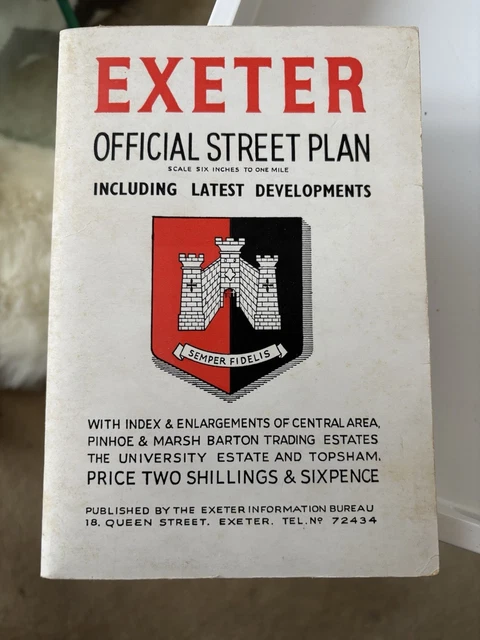 VINTAGE 1960’S EXETER Official Street Plan Map. Very Good Condition £5. ...