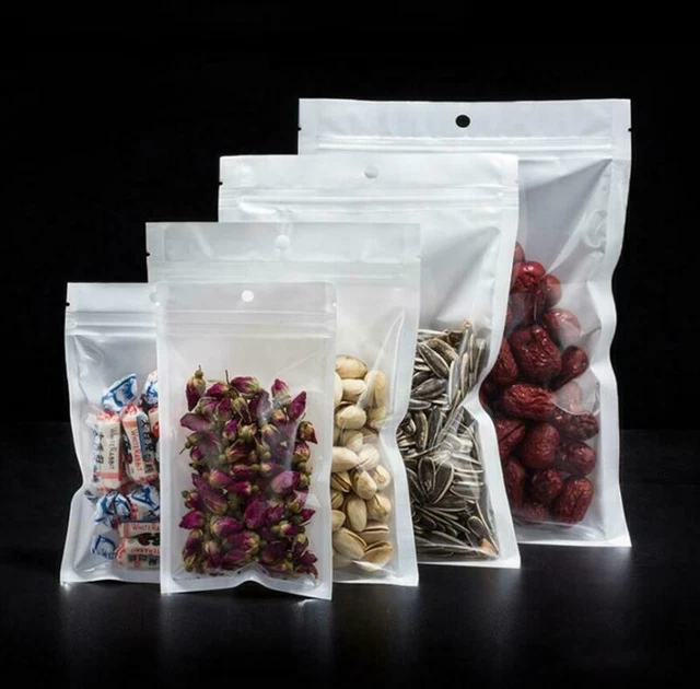 CLEAR WHITE RESEALABLE Mylar Zip lock Food Storage Bags,Parts Packaging ...