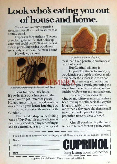 'CUPRINOL' WOOD PRESERVER & Woodworm Treatment Advert #2 - Original ...
