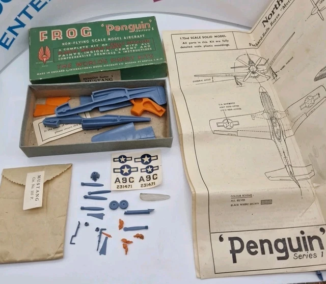 VINTAGE FROG PENGUIN Series 1 Model Plane Kit 105P MUSTANG - Boxed £125 ...