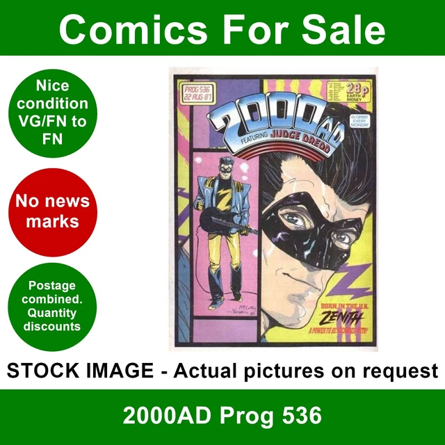 2000AD PROG 536 comic - Nice VG/FN clean - First Zenith - 22 August ...