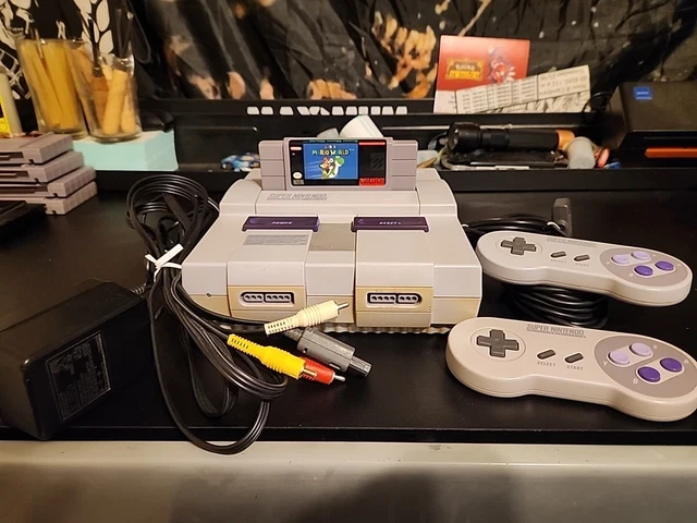 SNES SUPER NINTENDO Console Oem Cables- Super Mario World Included 2 ...