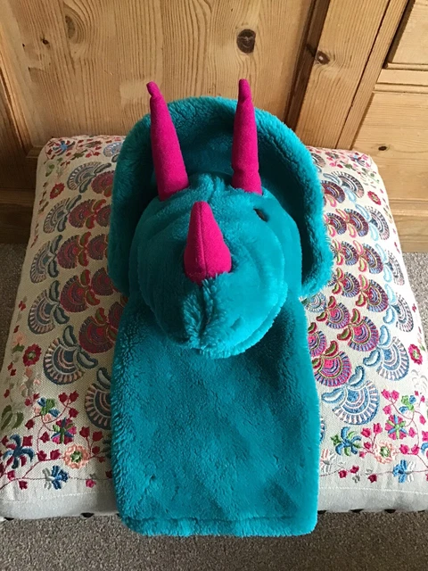 VINTAGE 1991 DAKIN Triceratops Turquoise Dinosaur Hand Puppet Soft ...