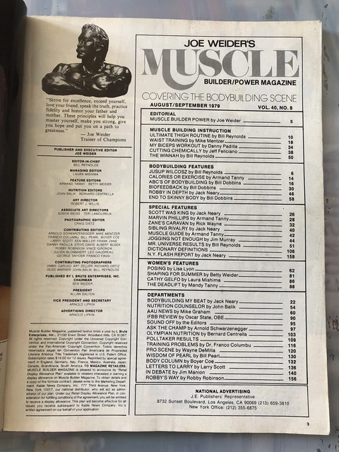 MUSCLE BUILDER POWER 1979 August/Sept Vol.40 #8 Robby Robinson Cover ...