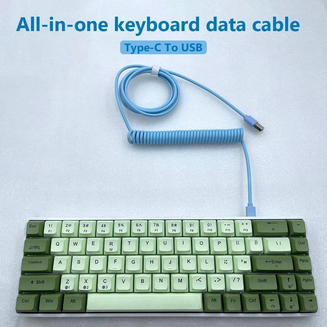 MECHANICAL KEYBOARD DATA Cable Coiled Aviator Wire Type-C to USB Plug ...