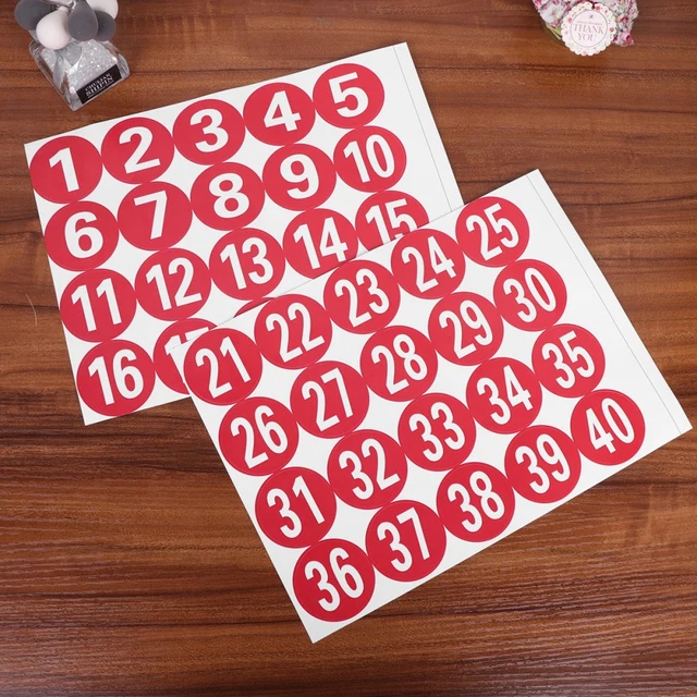 40 PCS COUNT Inventory Numbered Stickers Roll Adhesive Numbers Self ...