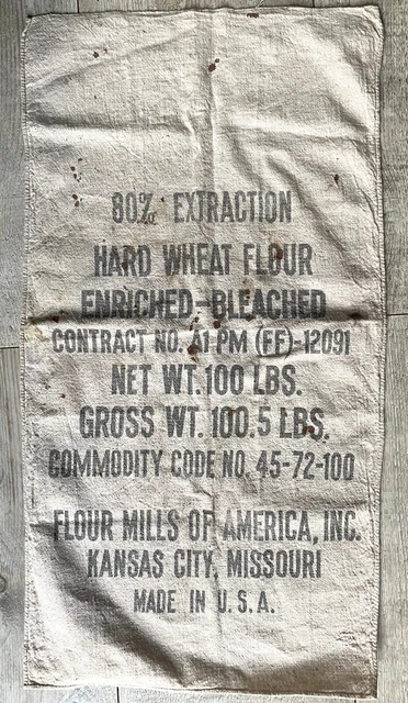 ANCIEN SAC EN Toile Farine de Ration US ww2 Hard Wheat Flour EUR 25,00 ...