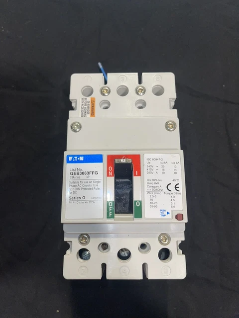 EATON MEM GEB3063FFG Series G 63A Triple Pole Circuit Breaker MCCB £250 ...