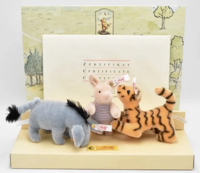 STEIFF WINNIE THE Pooh Eeyore Ferkel Tigger Miniatur Set LE 3596/5000 ...