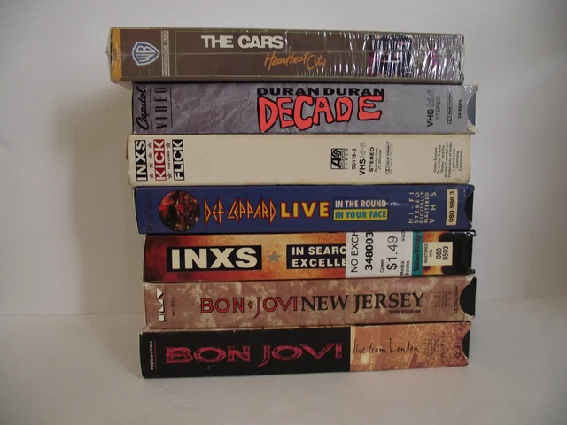 80S MUSIC VHS Tapes (Bon Jovi, INXS, Def Leppard, Duran Duran, The Cars ...
