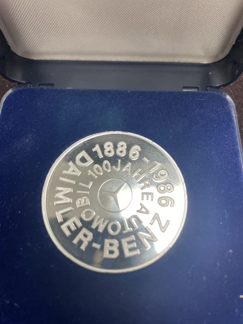 MERCEDES DAIMLER BENZ 1886-1986 - silver coin medal, 100 years $50.00 ...
