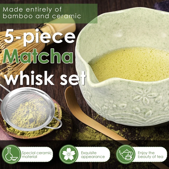 MATCHA SCOOP WHISK Holder Kit Easy to Clean Ceramic Japanese Matcha ...
