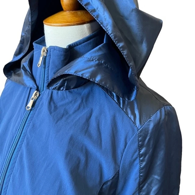 ANATOMIE RAIN TRAVEL Jacket Hood Double Two Way Zip Ribbed Cuff Hem ...