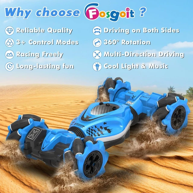 4WD RC CAR Drift Stunt Remote Control Car 2.4GHz 360° Rotation W/ Music ...