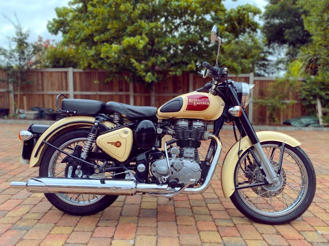ROYAL ENFIELD BULLET 500cc classic chrome tan beige cream red retro ...