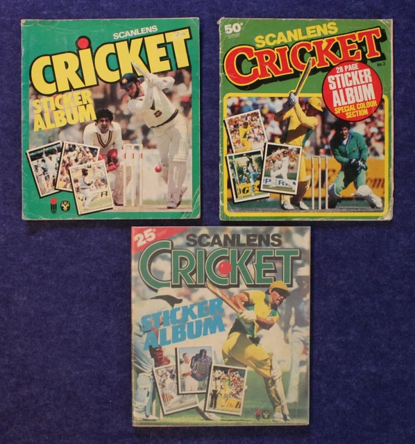 3 SCANLENS CRICKET Albums COMPLETE with all stickers - 1982/83, 1983/84 ...