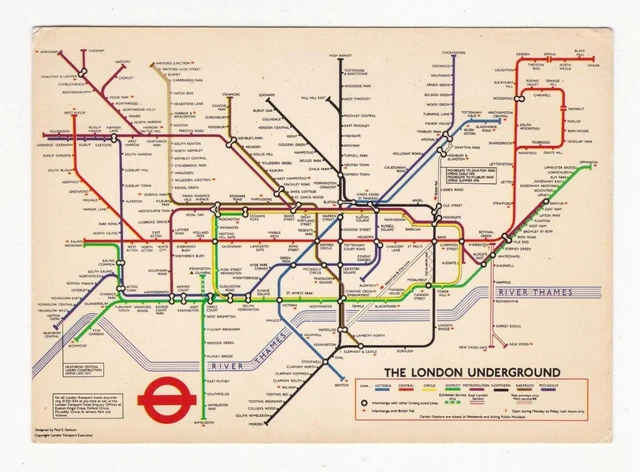 LONDON UNDERGROUND TUBE MAP Postcard, 1970's - Paul Garbutt/ London ...